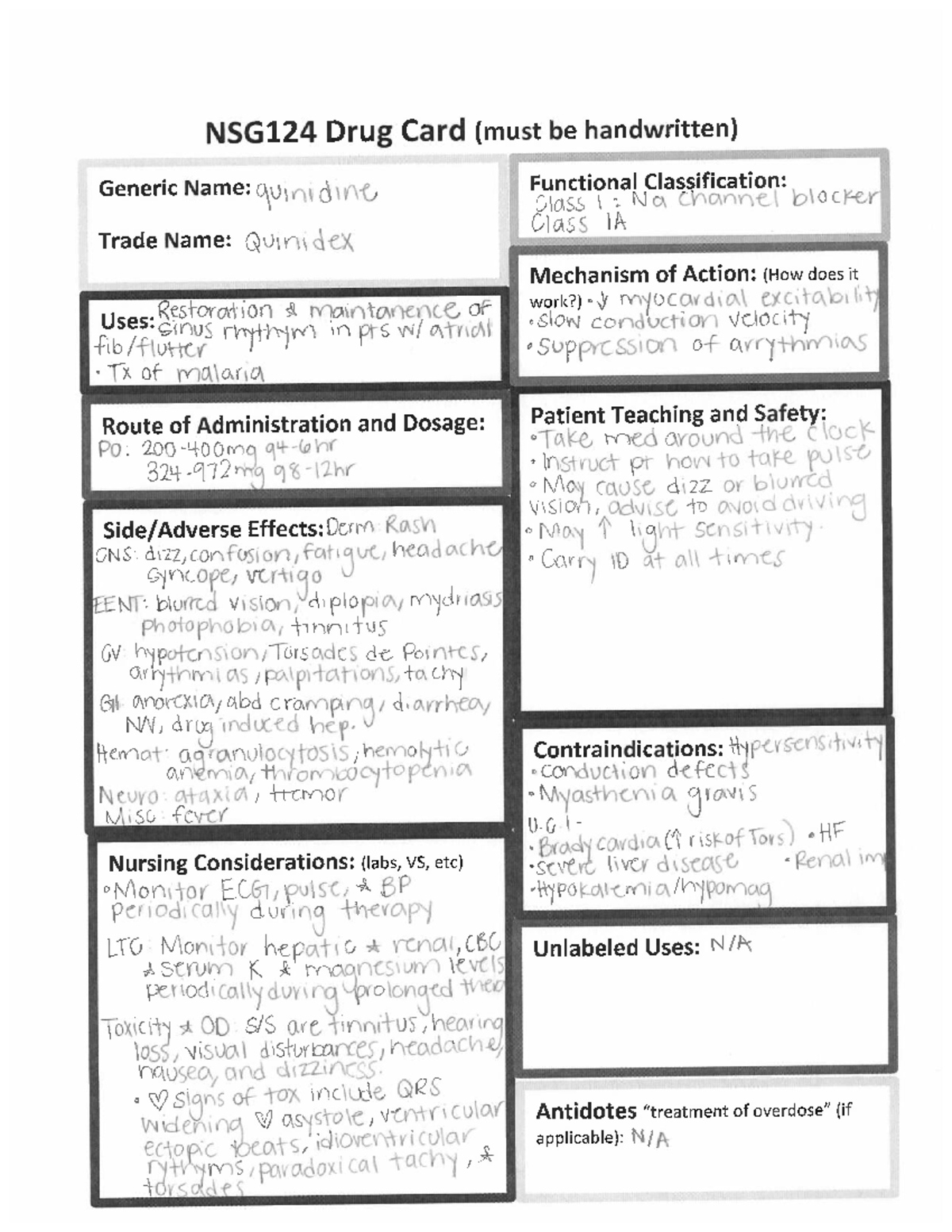 Module 10 Drug Cards - NSG 124 - Studocu