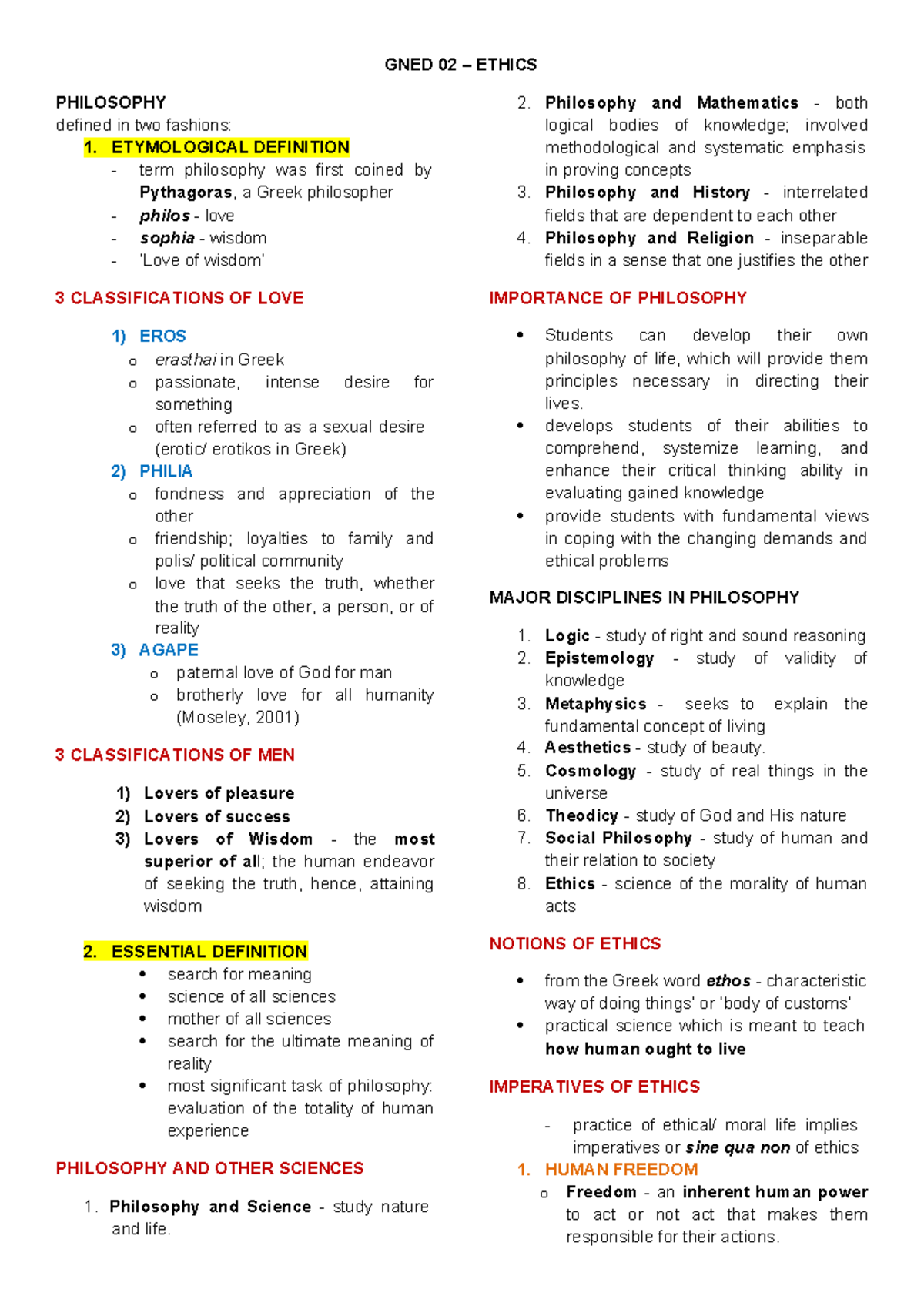 GNED-02-Lecture - PHILOSOPHY defined in two fashions: 1. ETYMOLOGICAL ...