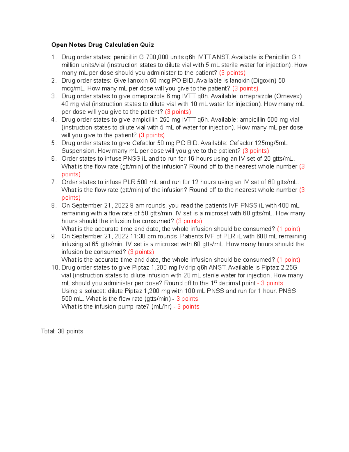 Open Notes Drug Calculation Quiz - Available is Penicillin G 1 million ...