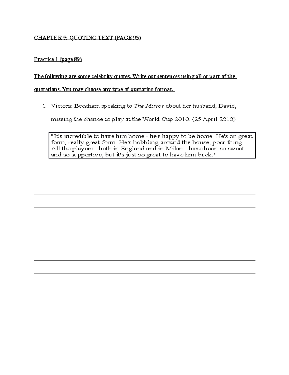 Quoting text practice - Crttc - CHAPTER 5: QUOTING TEXT (PAGE 95 ...