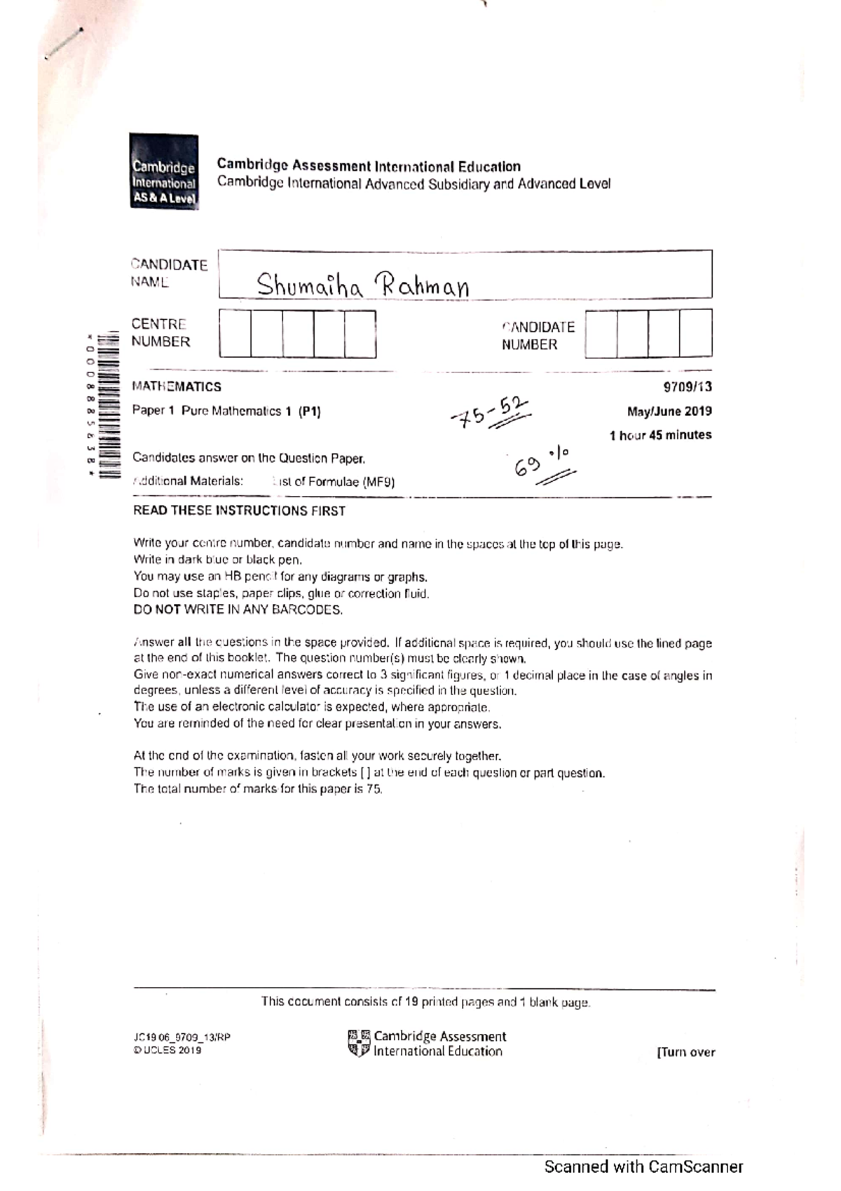 M-19-13 - Practice questions from the past years that give you a good ...