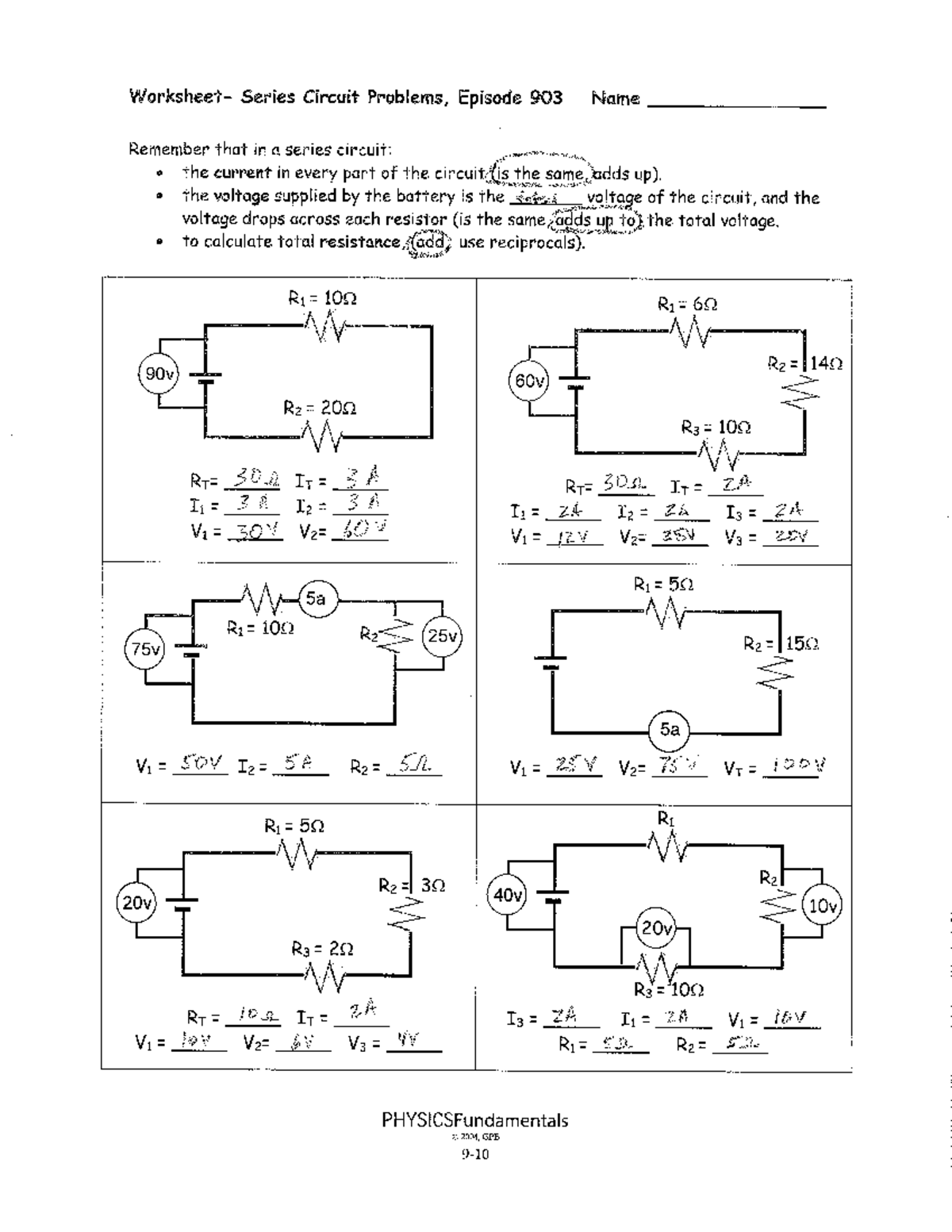 08 GPB Series and Parallel Circuits answers - Studocu