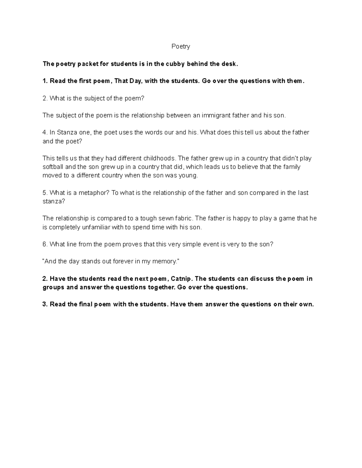 Poetry - Lesson Plans - Poetry The poetry packet for students is in the ...