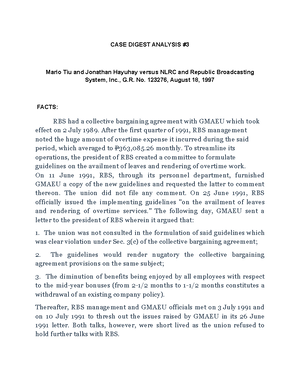 CASE Digest Analysis #5 BA199 - CASE DIGEST ANALYSIS ALLAN REGALA ...