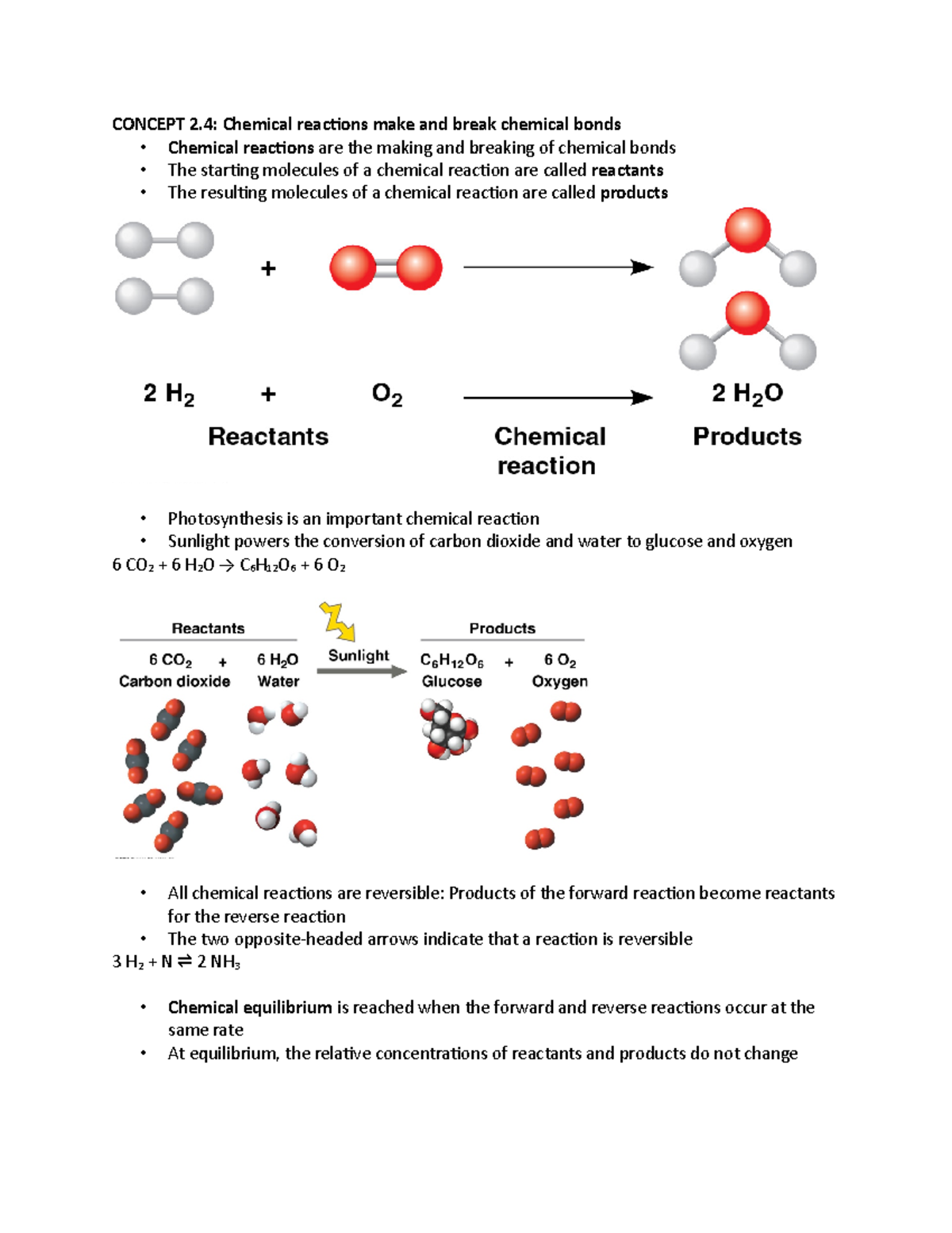 Chapter 2.4 Campbell Biology - CONCEPT 2: Chemical reactions make and ...