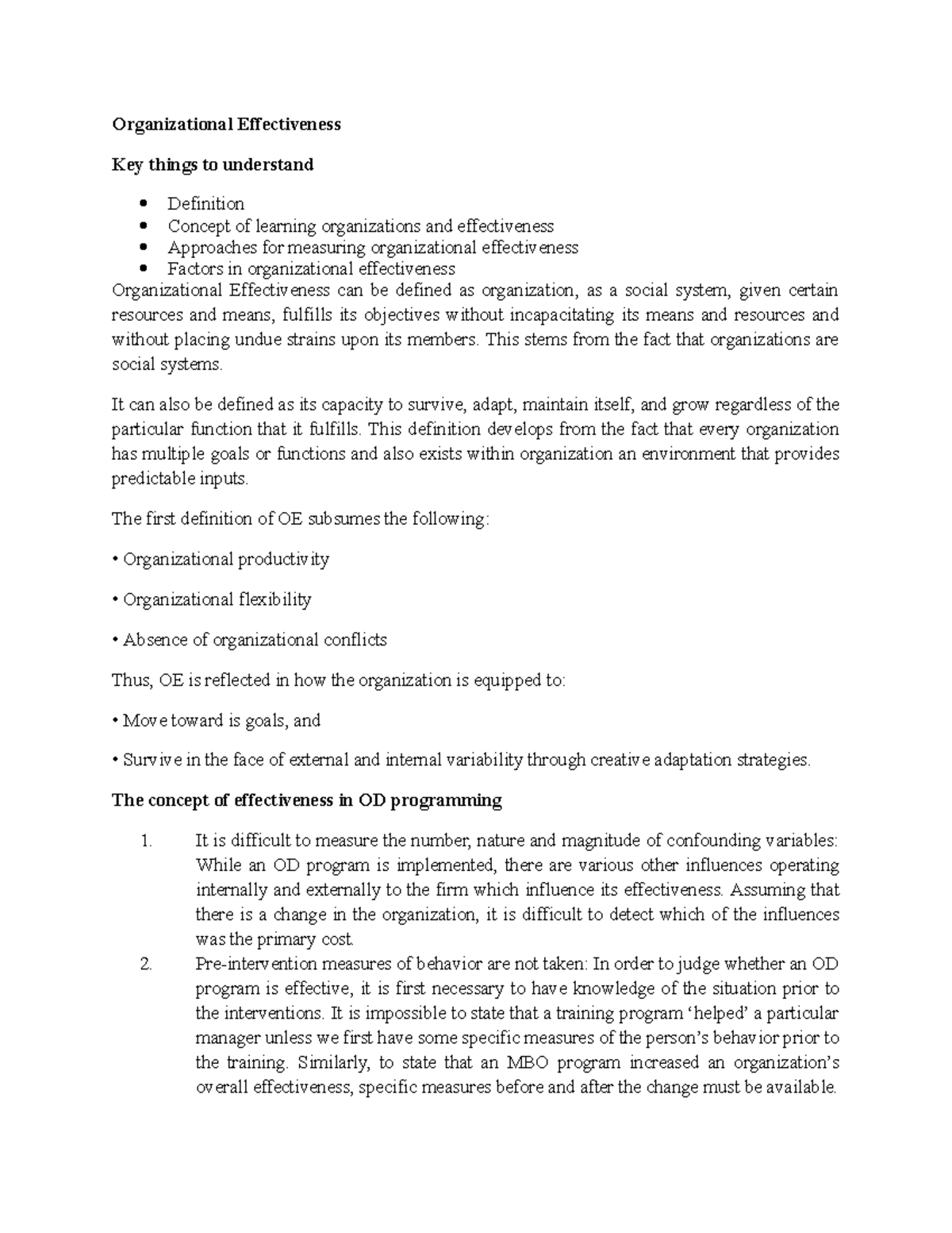 Organizational Effectiveness and reforms to a proper organization ...