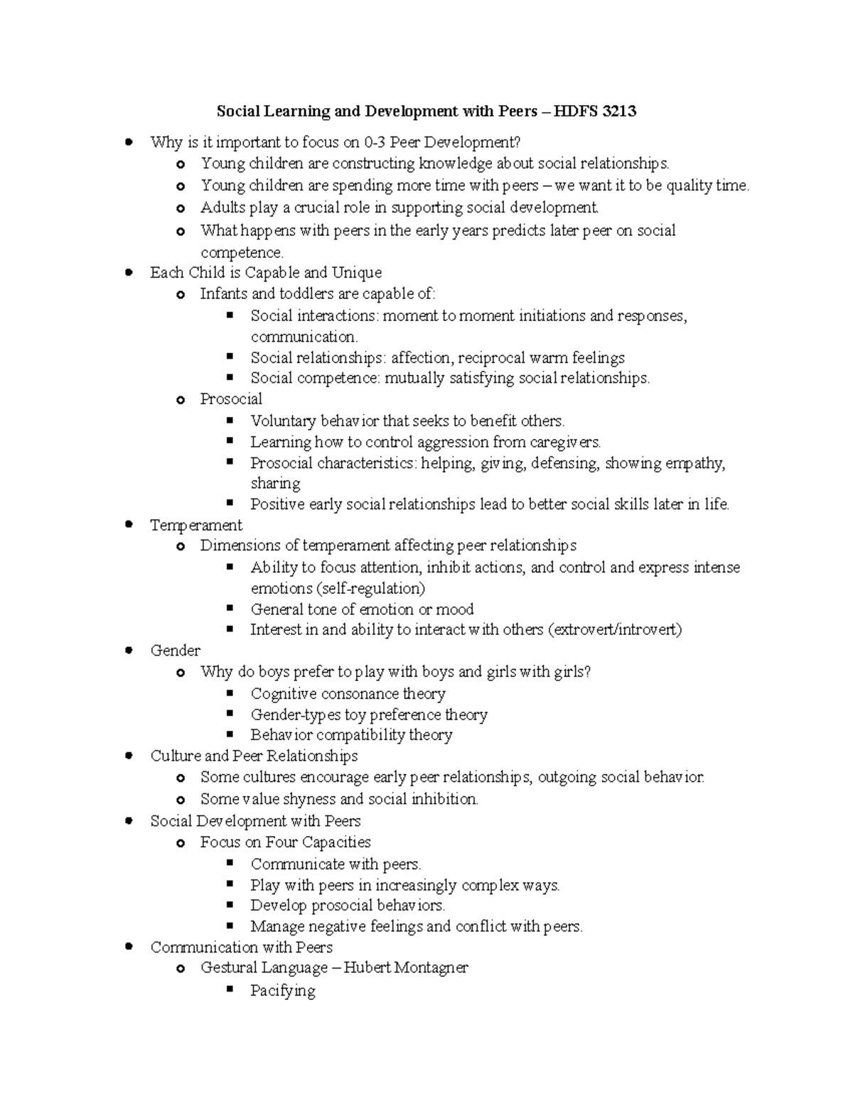 Social Learning and Development with Peers – HDFS 3213 - o Young ...