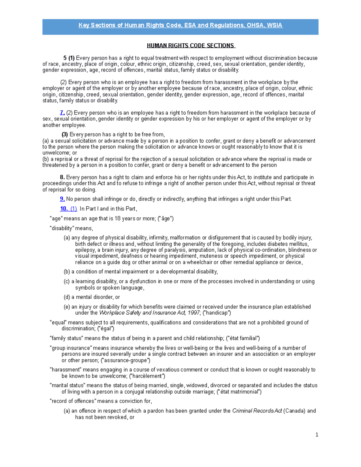 Completed - Key Sections of Statutes and Regulations - HUMAN RIGHTS ...