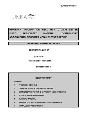 CLA1501 Prescribed book - General Principles of Commercial Law NINTH ...