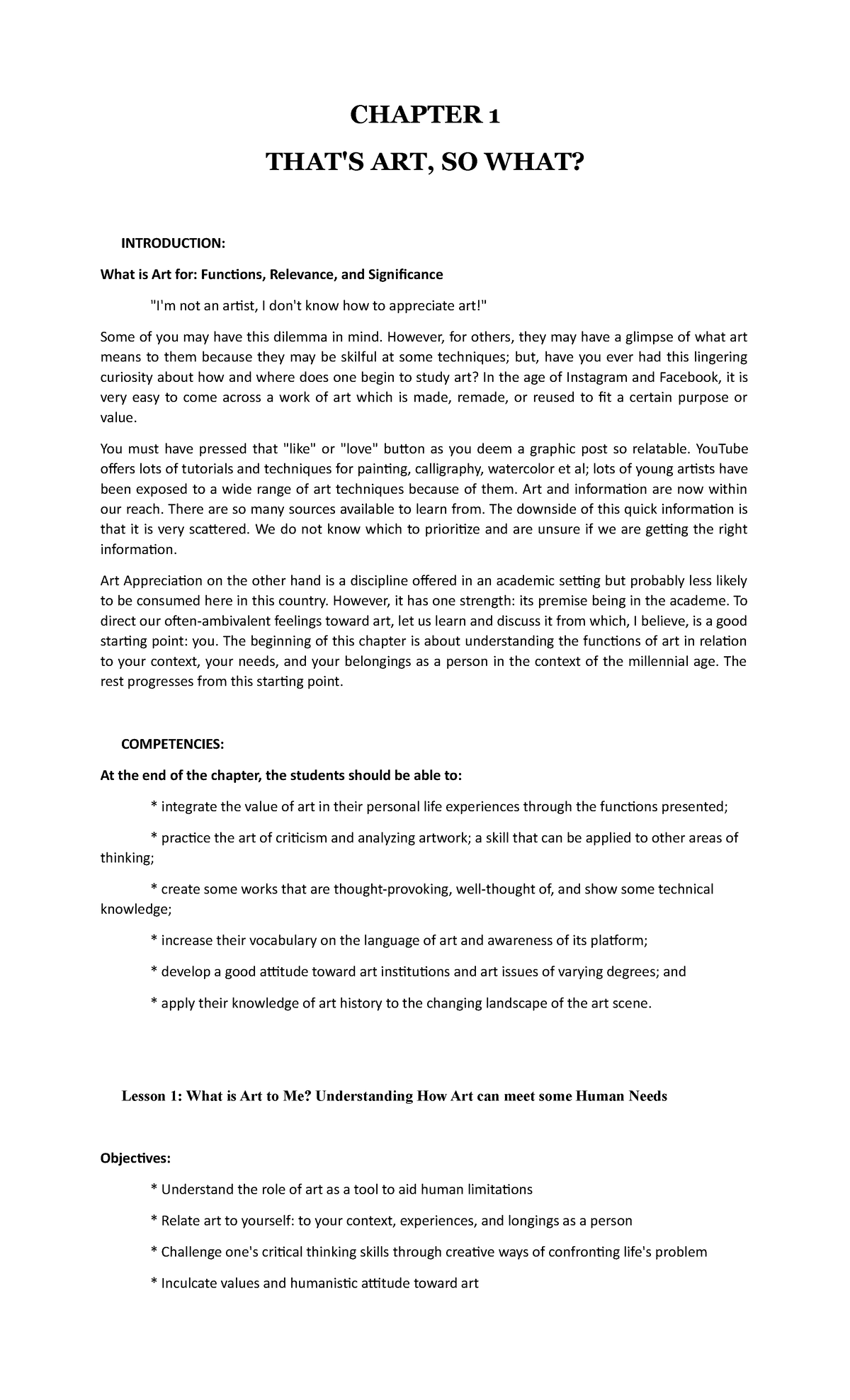 Art Appreciation Chapter 1 Lesson 1 2 Information Technology Studocu