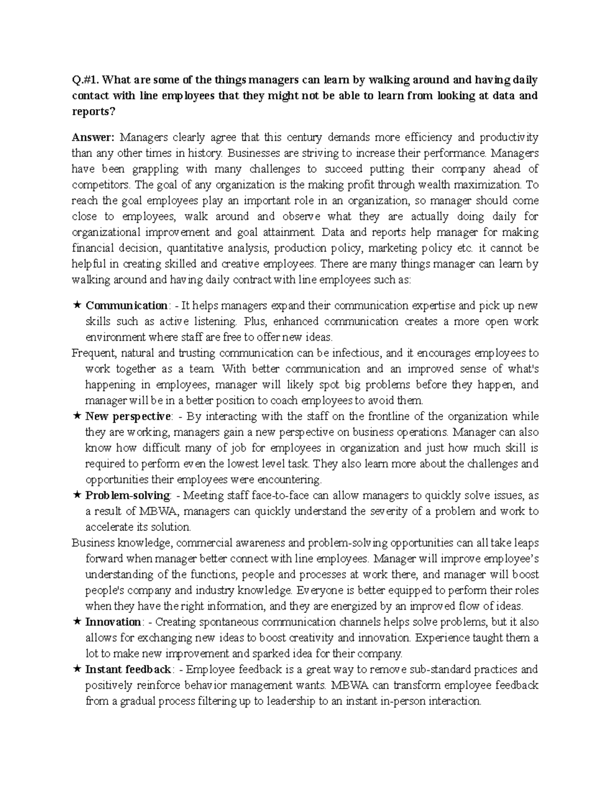 OB Assignment 1 - Q.#1. What are some of the things managers can learn ...