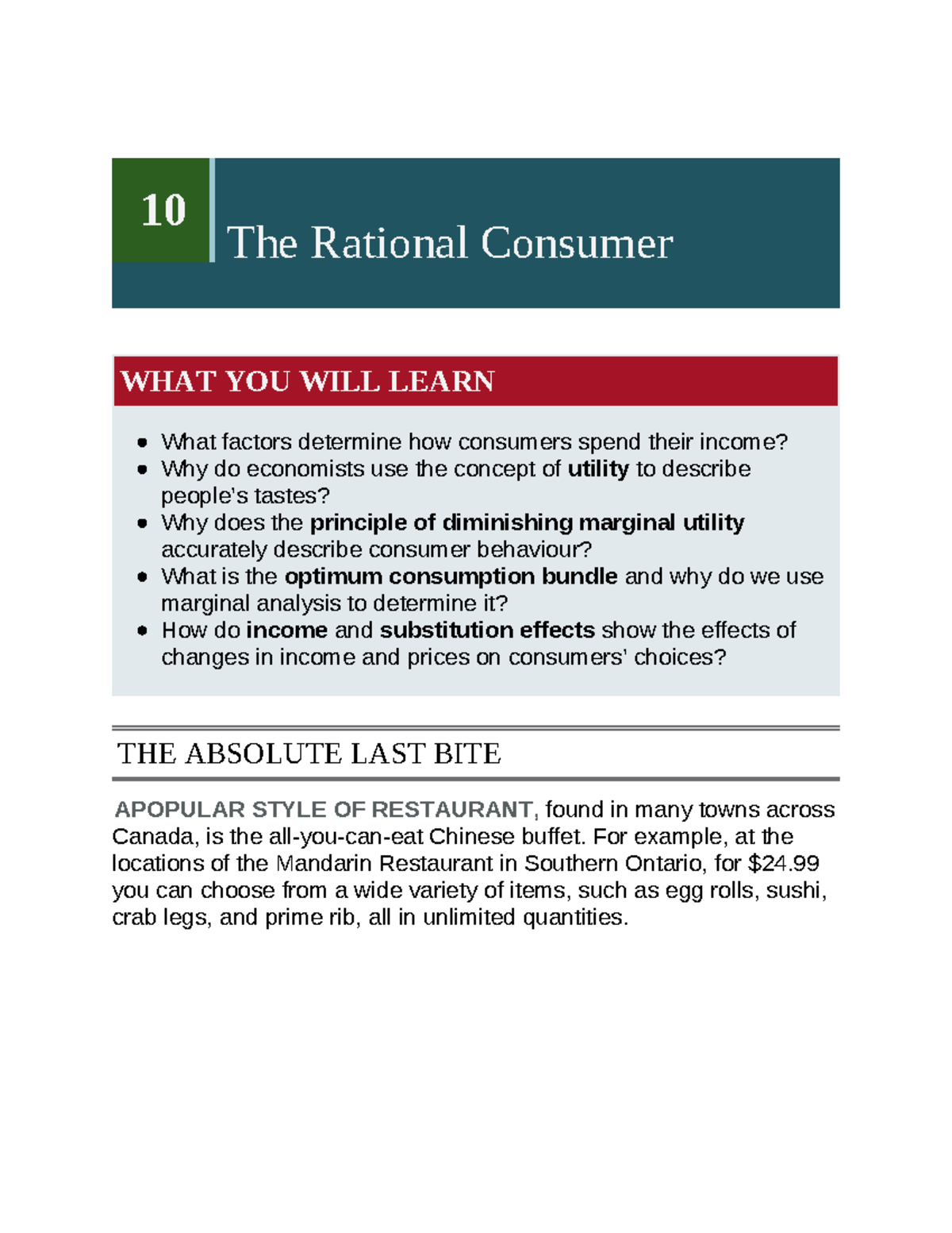 Chapter 10 pdf del - Uoft Notes - 10 The Rational Consumer WHAT YOU ...