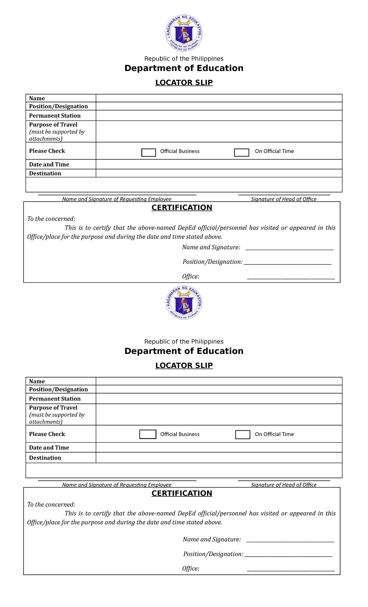 Locator-SLIP-new - locator slip for employees - Republic of the ...