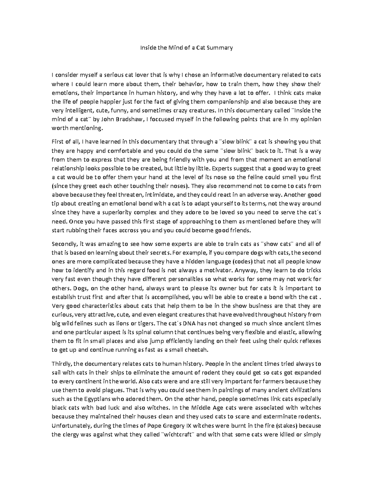 Inside the mind of a cat Summary - I think cats make the life of people ...