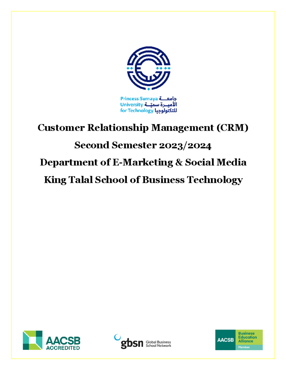 35408 1 132 90322 - Ghg - [Type text] Customer Relationship Management (CRM) Second Semester ...
