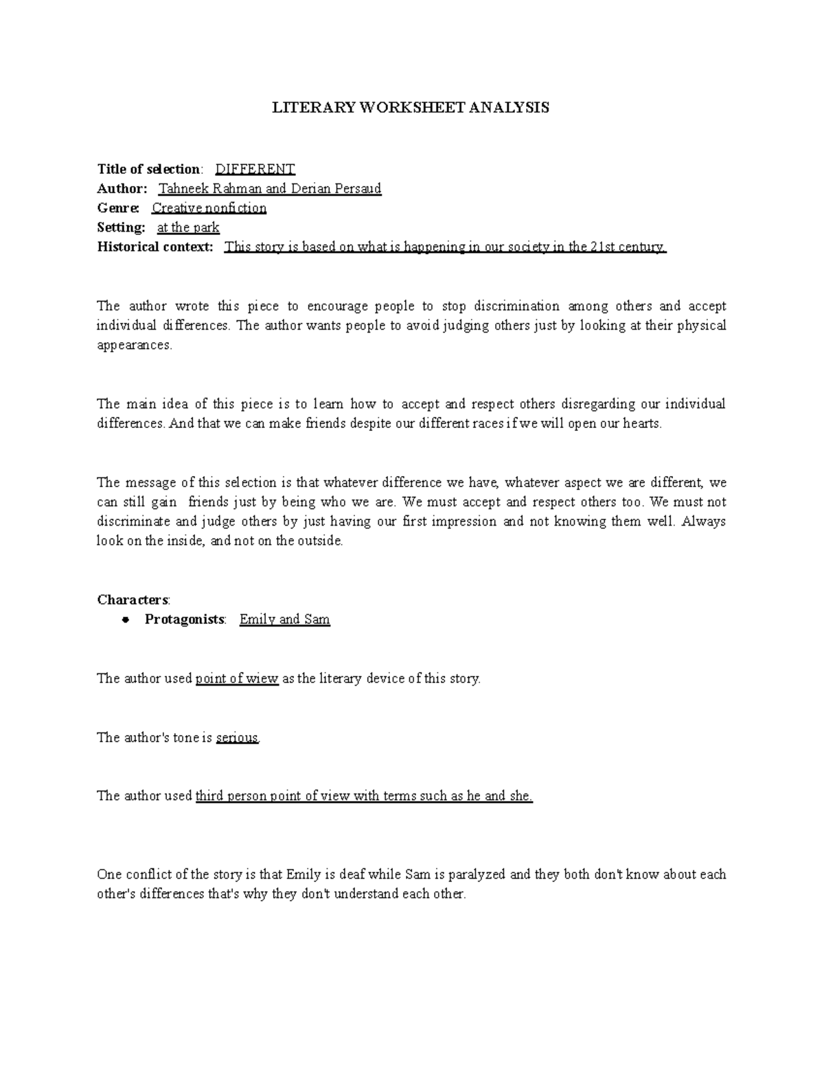 Local media 9069668313737109733 - LITERARY WORKSHEET ANALYSIS Title of ...