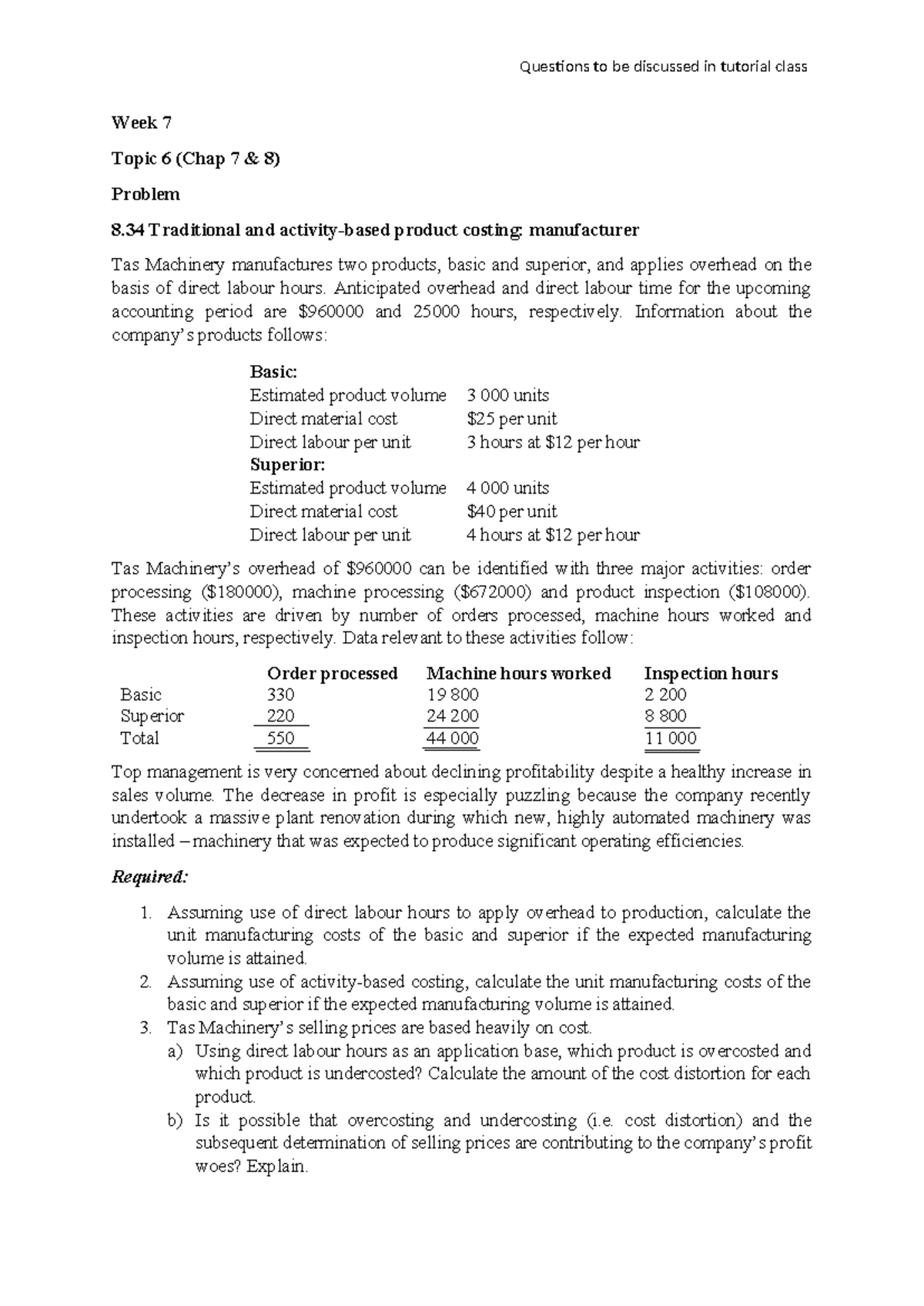 Week 7 (To be discussed) Question - Questions to be discussed in ...