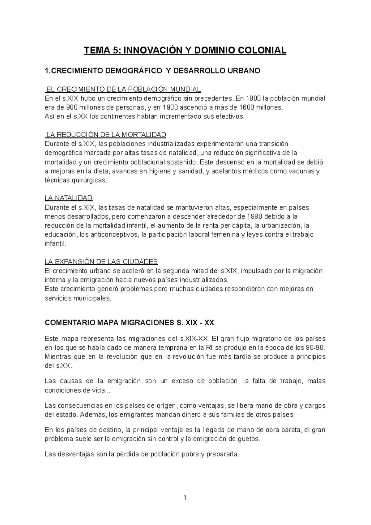 Historia T5-T6 - TEMA 5: INNOVACIÓN Y DOMINIO COLONIAL 1 DEMOGRÁFICO Y ...