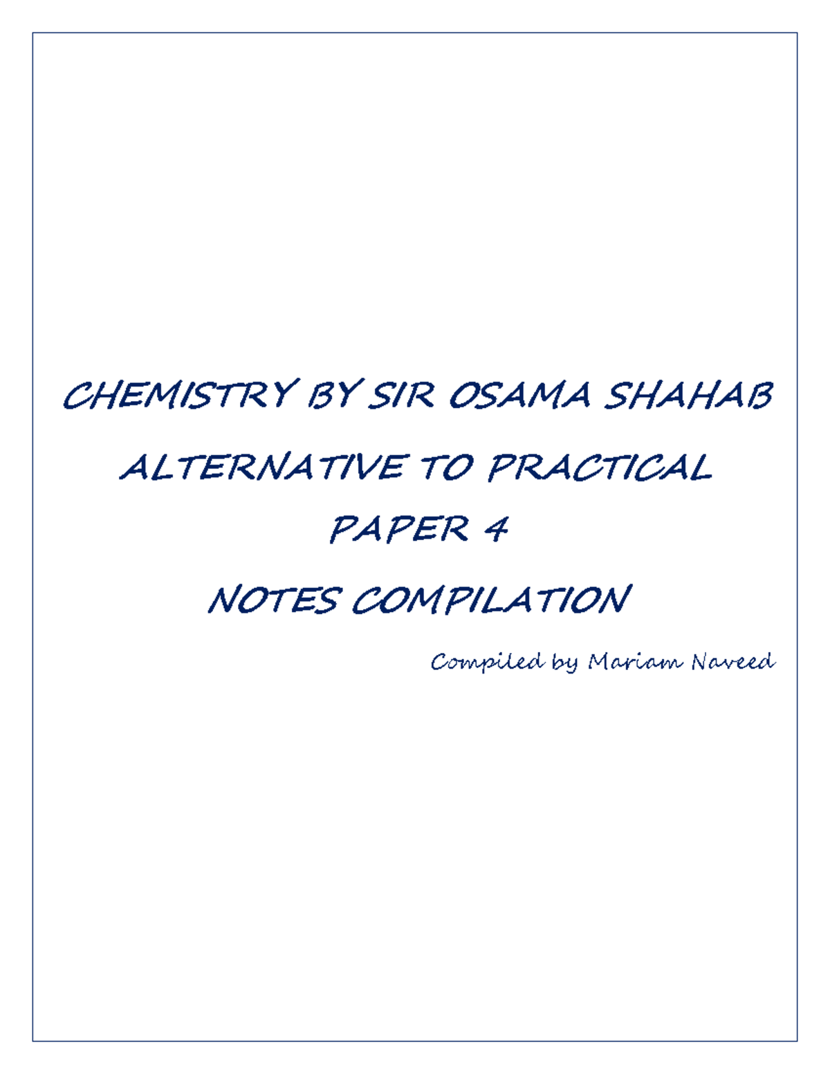 ATP Notes - CHEMISTRY BY SIR OSAMA SHAHAB ALTERNATIVE TO PRACTICAL ...