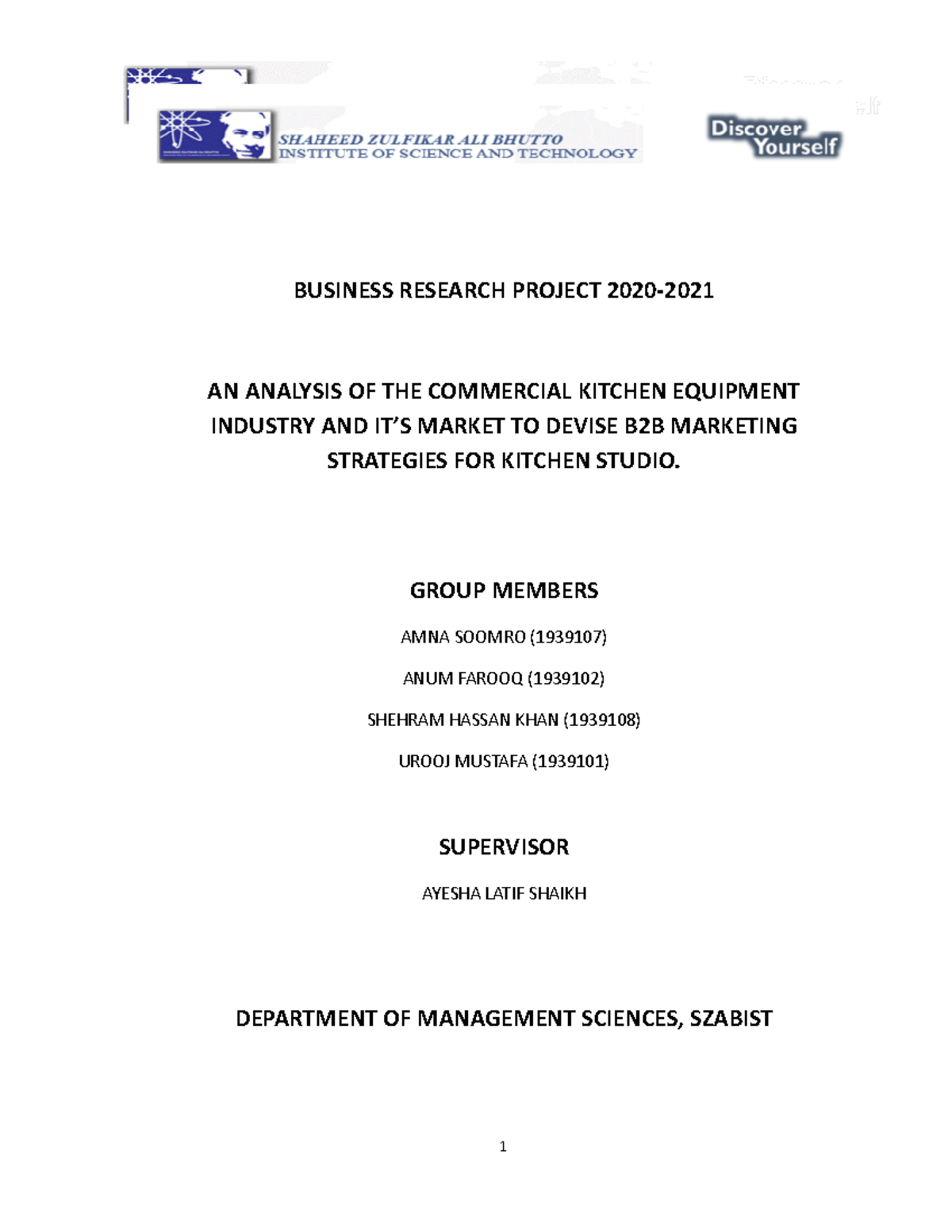 Final Business Research Project 2021 - BUSINESS RESEARCH PROJECT 2020 ...