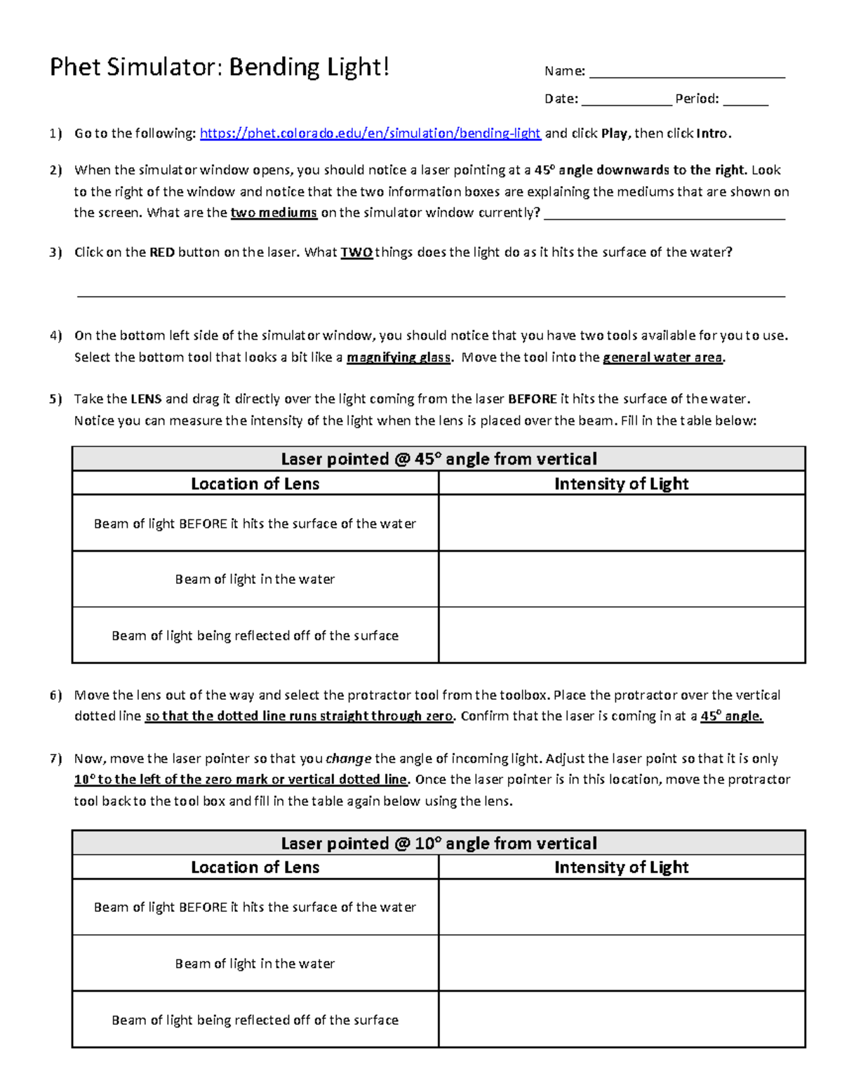 Valeria Murillo - PHET Bending Light - Phet Simulator: Bending Light ...