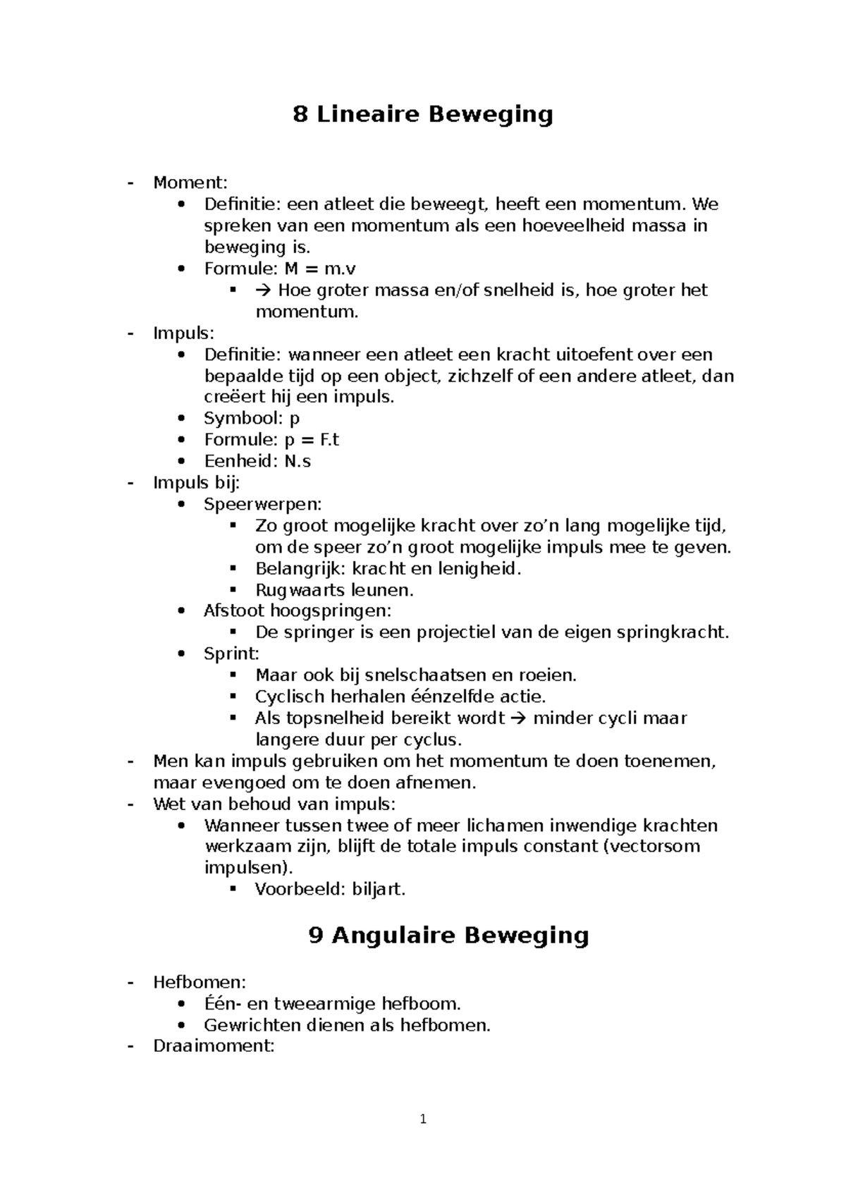 8 Lineaire Beweging 9 Angulaire Beweging - 8 Lineaire Beweging Moment ...