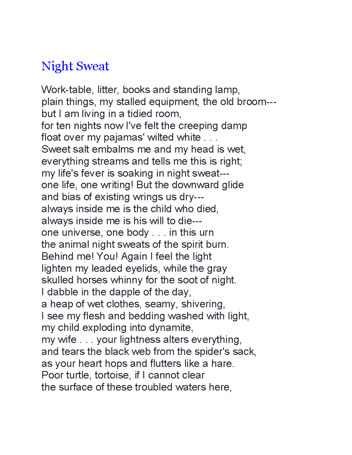 Night Sweat by Lowell - answer - Night Sweat Work-table, litter, books ...