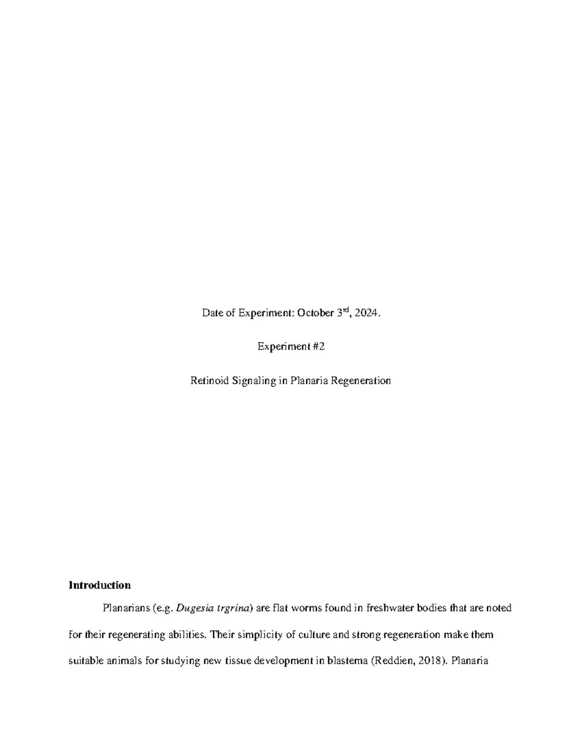 BIOL 3P28 Lab2 - Lab #2 BIOL 3P28 - Date of Experiment: October 3rd ...