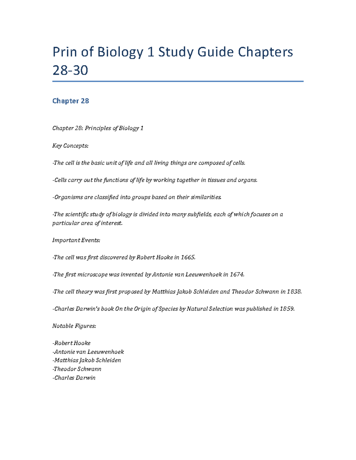 Prin of Biology 1 Study Guide Chapters 28-30 - Prin of Biology 1 Study ...
