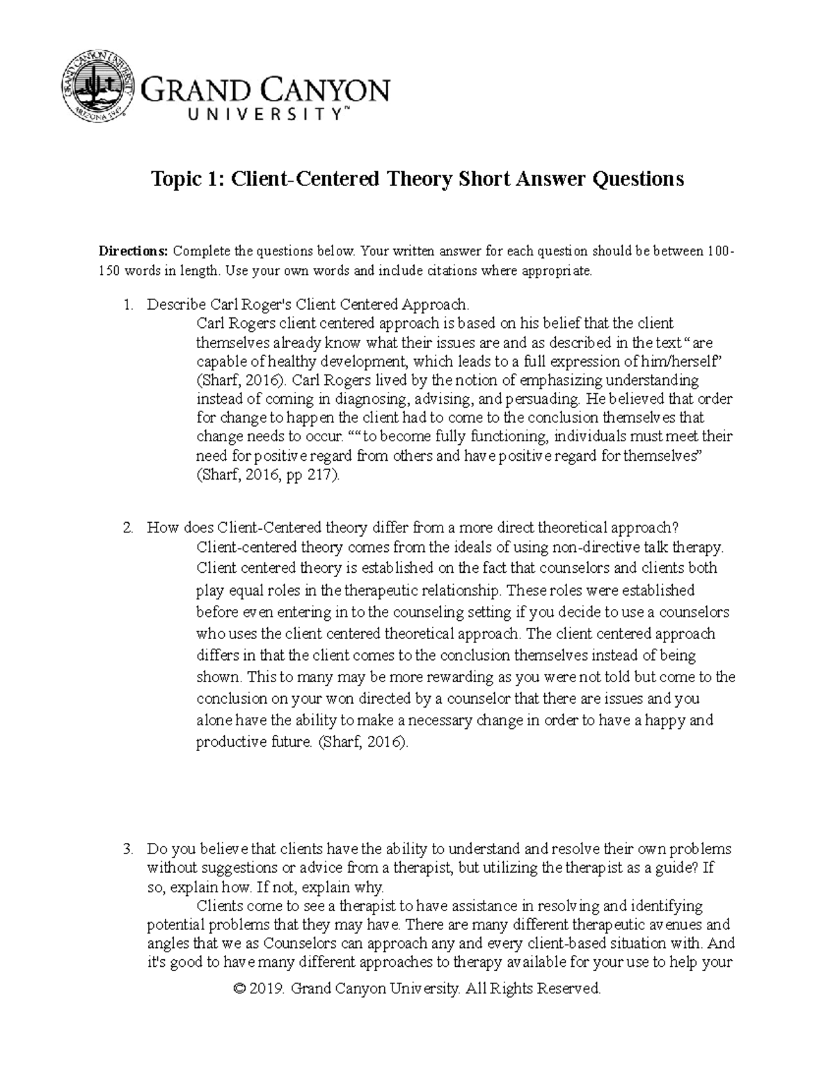 PCN 365 RS T1Client Centered Theory Short Answer Questions - Topic 1 ... PCN 365 RS T1Client Centered Theory Short Answer Questions - Topic 1 ...