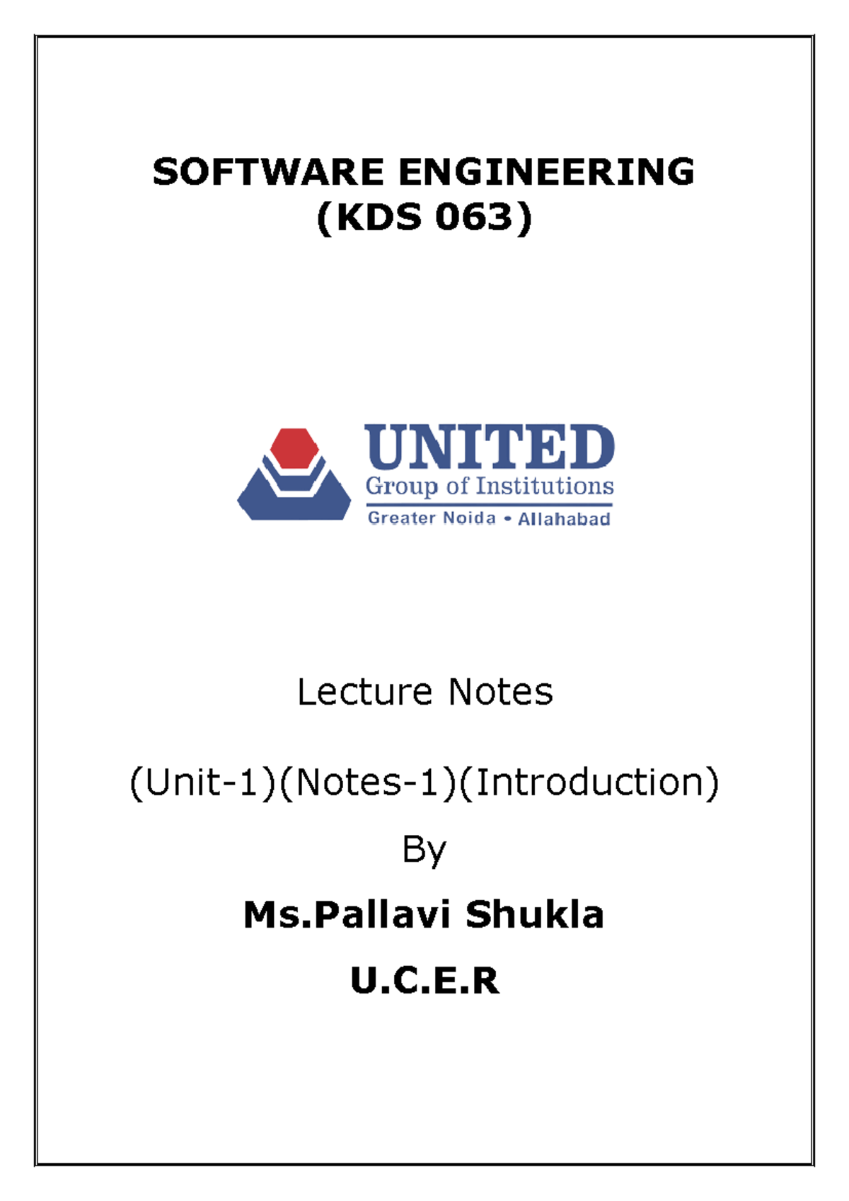 Chapter 1(KDS 063) - SOFTWARE ENGINEERING (KDS 063 ) Lecture Notes ...