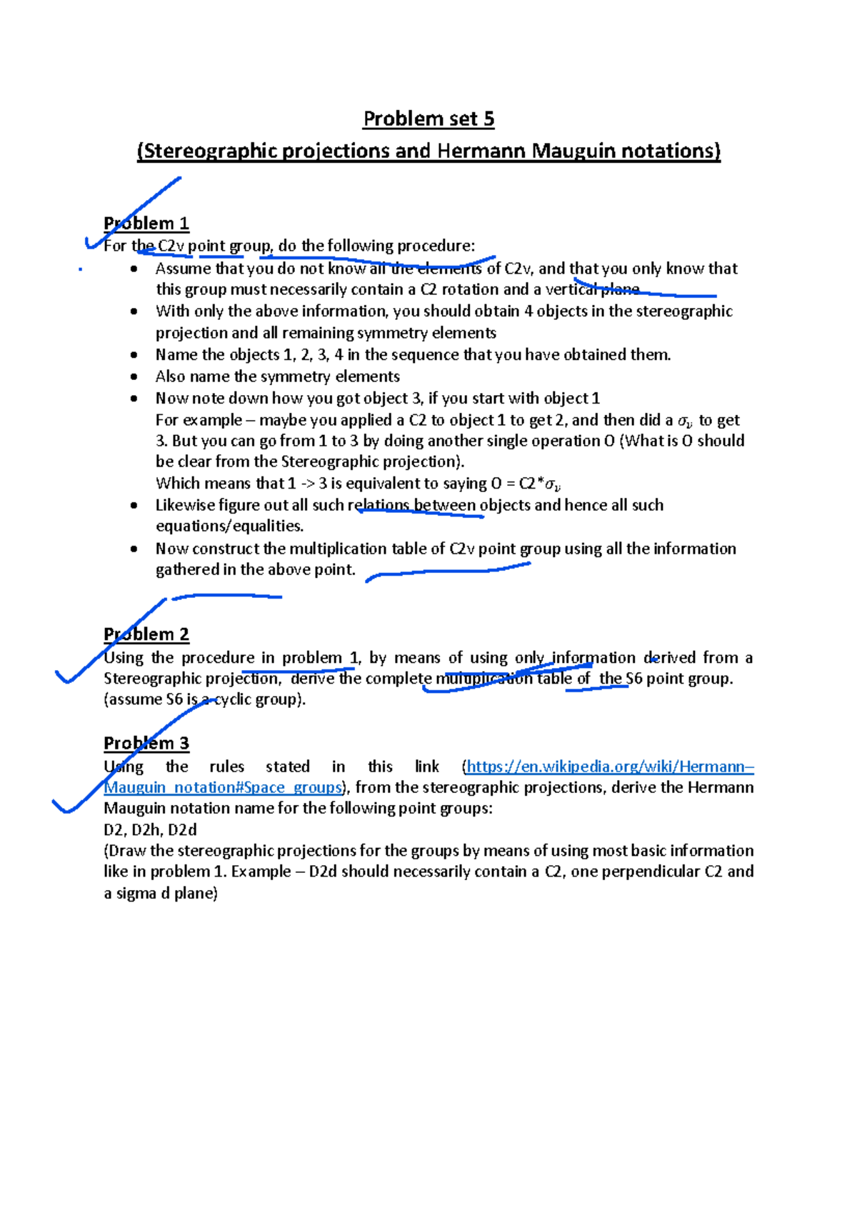 Problem set 5 - Practice material - Problem set 5 (Stereographic projections and Hermann Mauguin ...