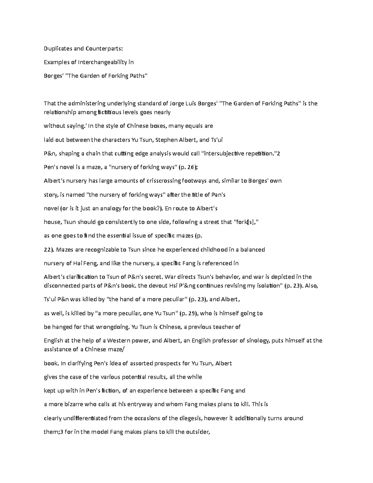 The Garden OF Forking Paths notes - English literature - MG University ...