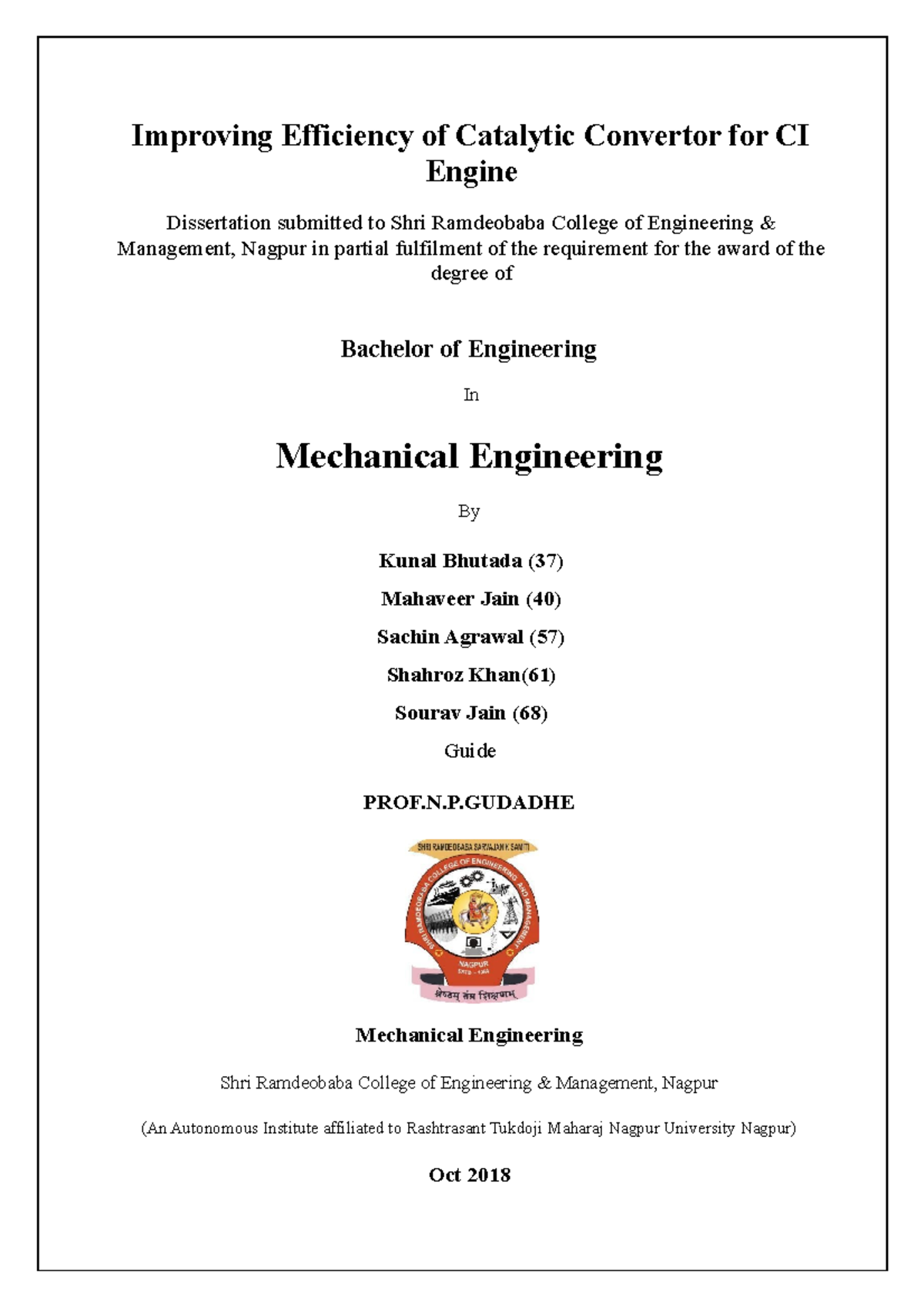 Project report Cat-Con1 - Improving Efficiency of Catalytic Convertor ...