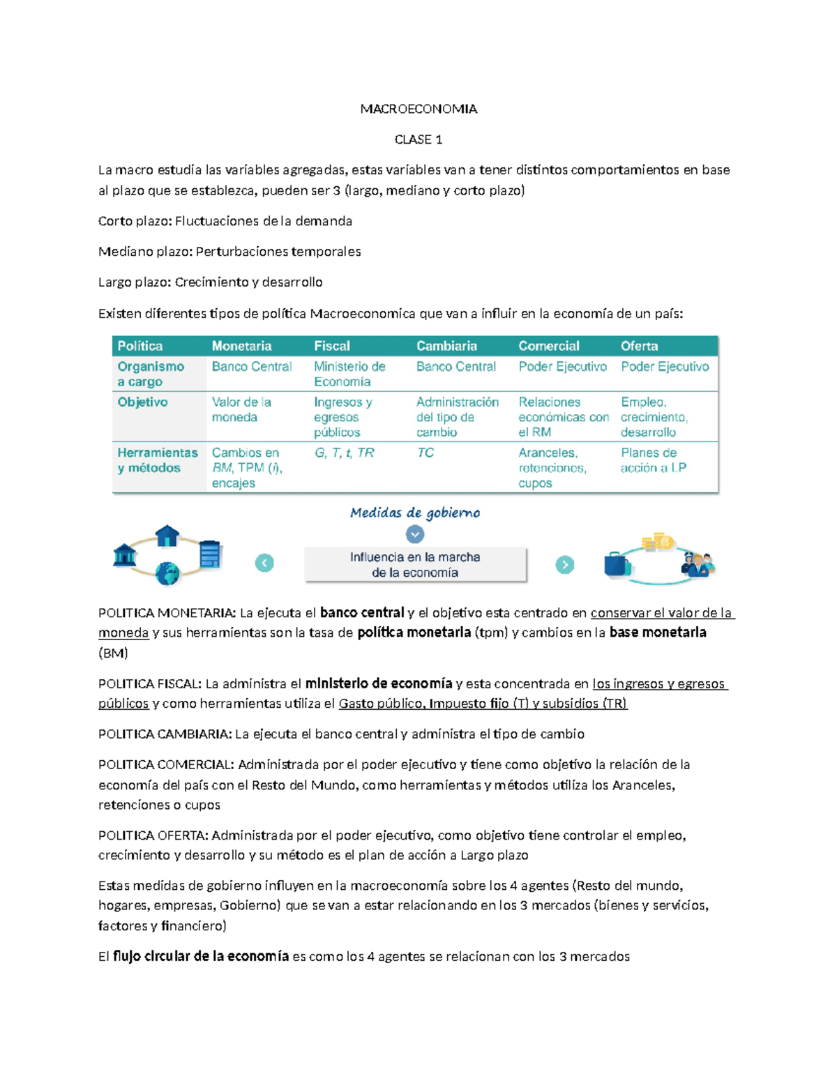 Macro Clase 1 - MACROECONOMIA CLASE 1 La macro estudia las variables agregadas, estas variables ...