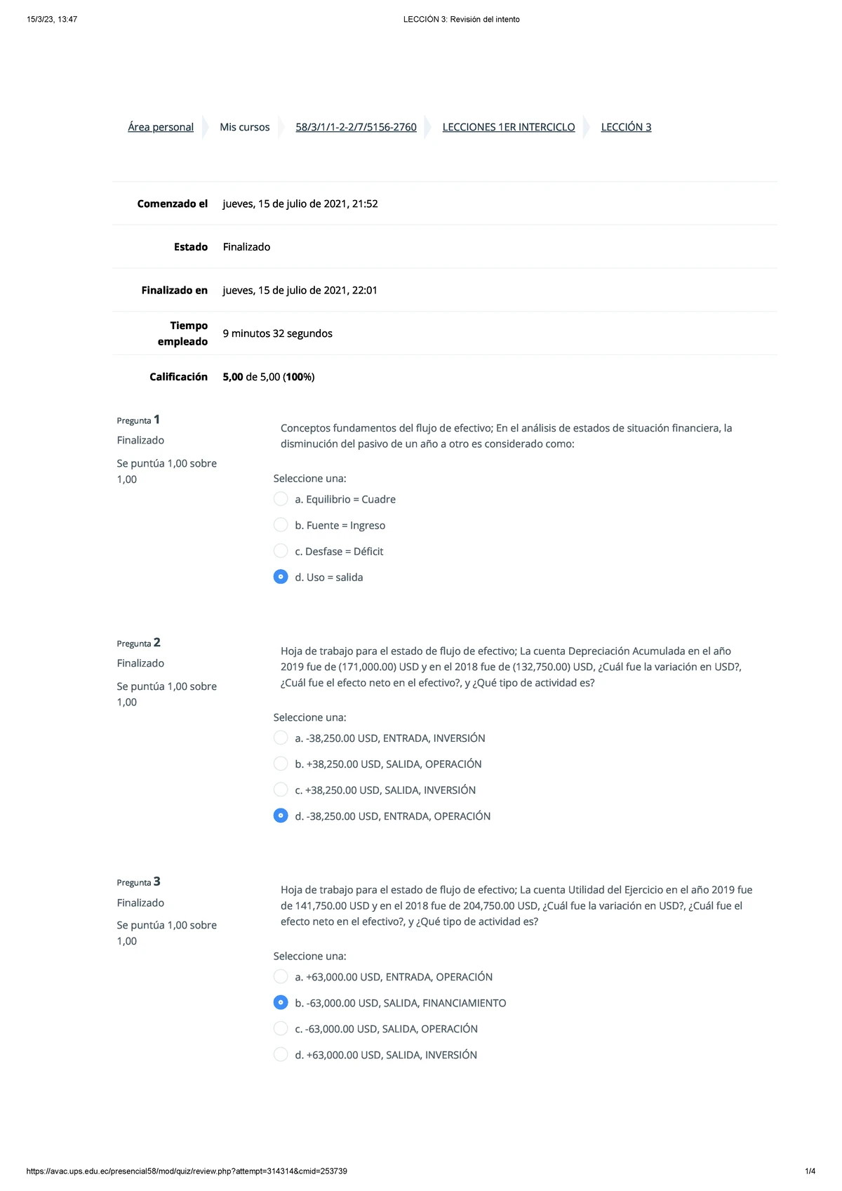 Leccion #3 Revisión del intento - 15/3/23, 13:52 LECCION #3: Revisión del intento - Studocu