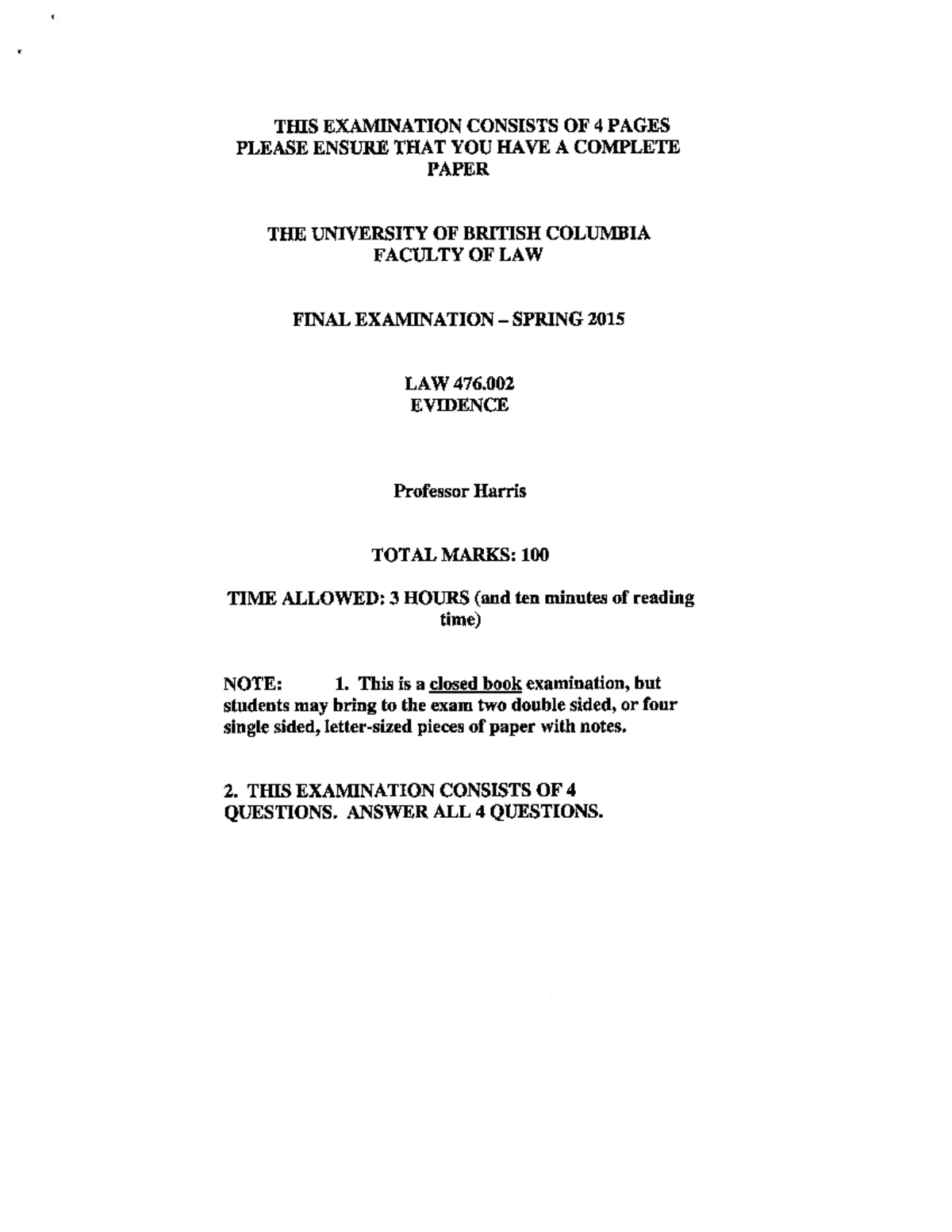 Exam April 2015 Questions Section 2 Warning Decodescan