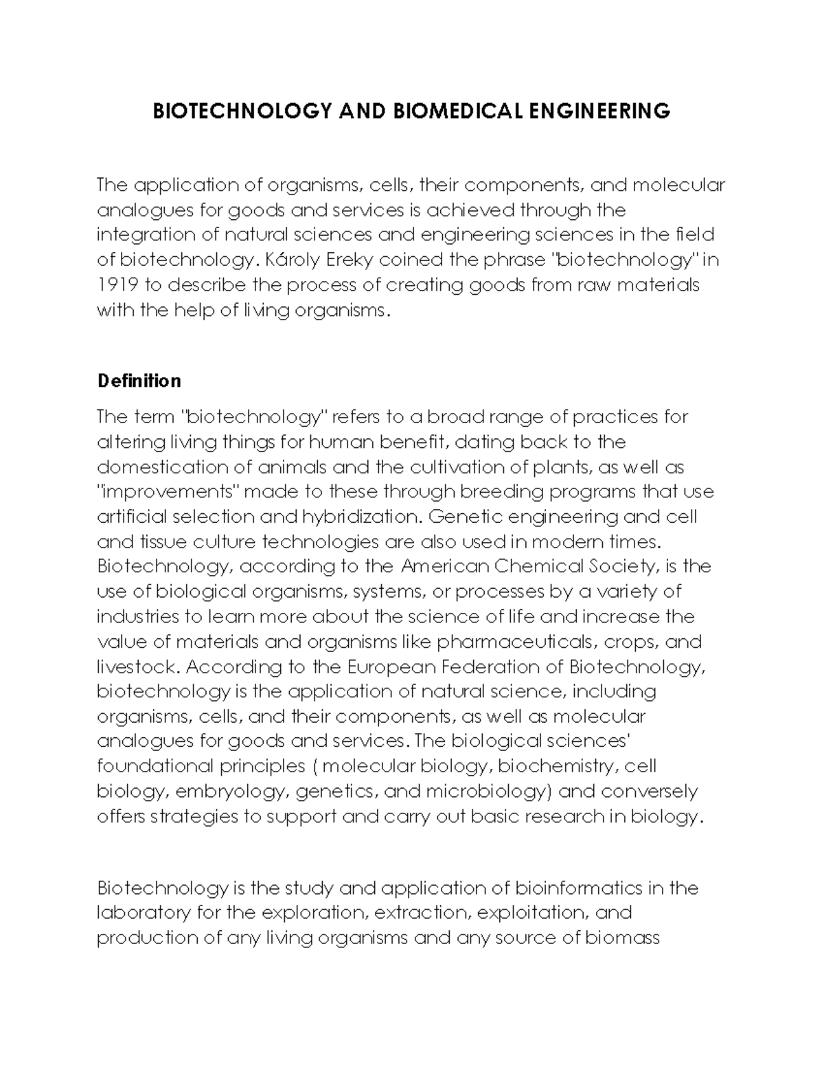 Biotechnology AND Biomedical Engineering - BIOTECHNOLOGY AND BIOMEDICAL ...
