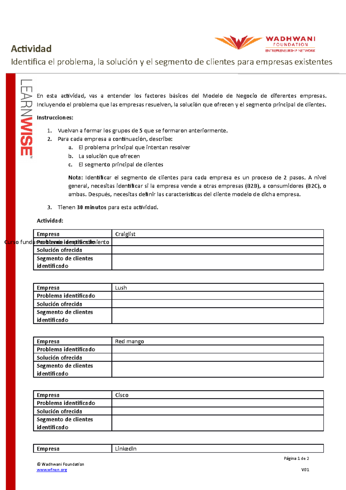 Identifica el problema, solución y segmento d - En esta actividad, vas ...