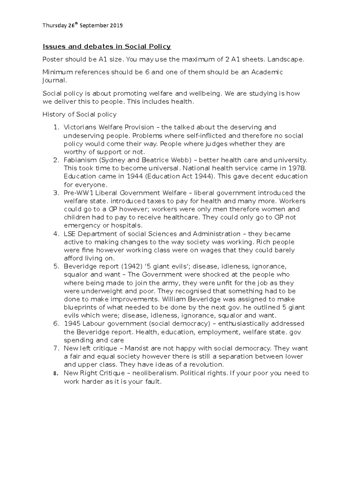 History Of Social Policy Thursday 26th September 2019 Issues And history-of-social-policy-thursday-26th-september-2019-issues-and