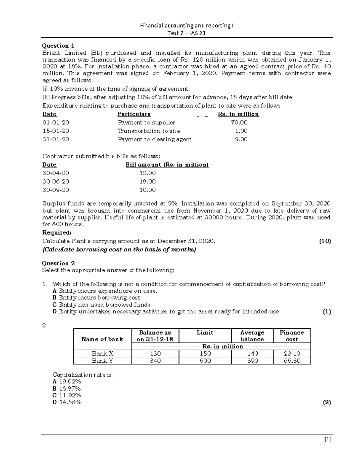 Test 7 - SNA Tests Aut 22 - Financial accounting and reporting I Test 7 ...