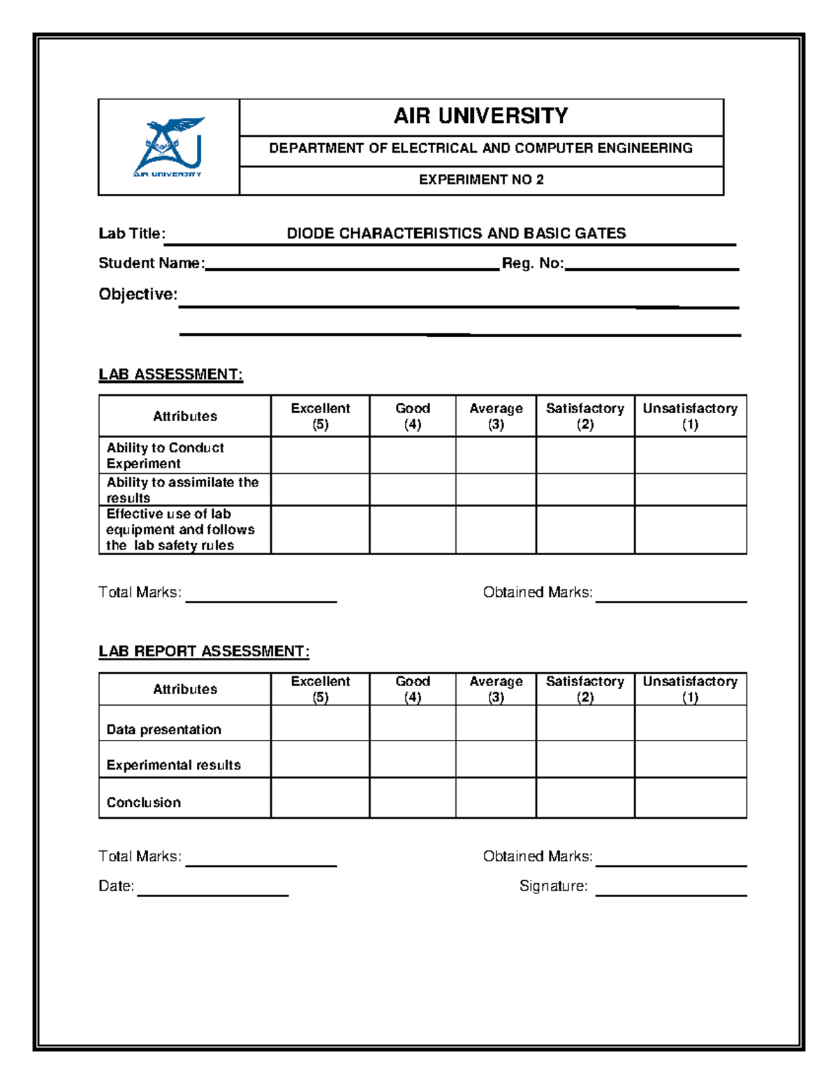 Lab#2 (Diode Characteristics and Basic Gates) - AIR UNIVERSITY ...