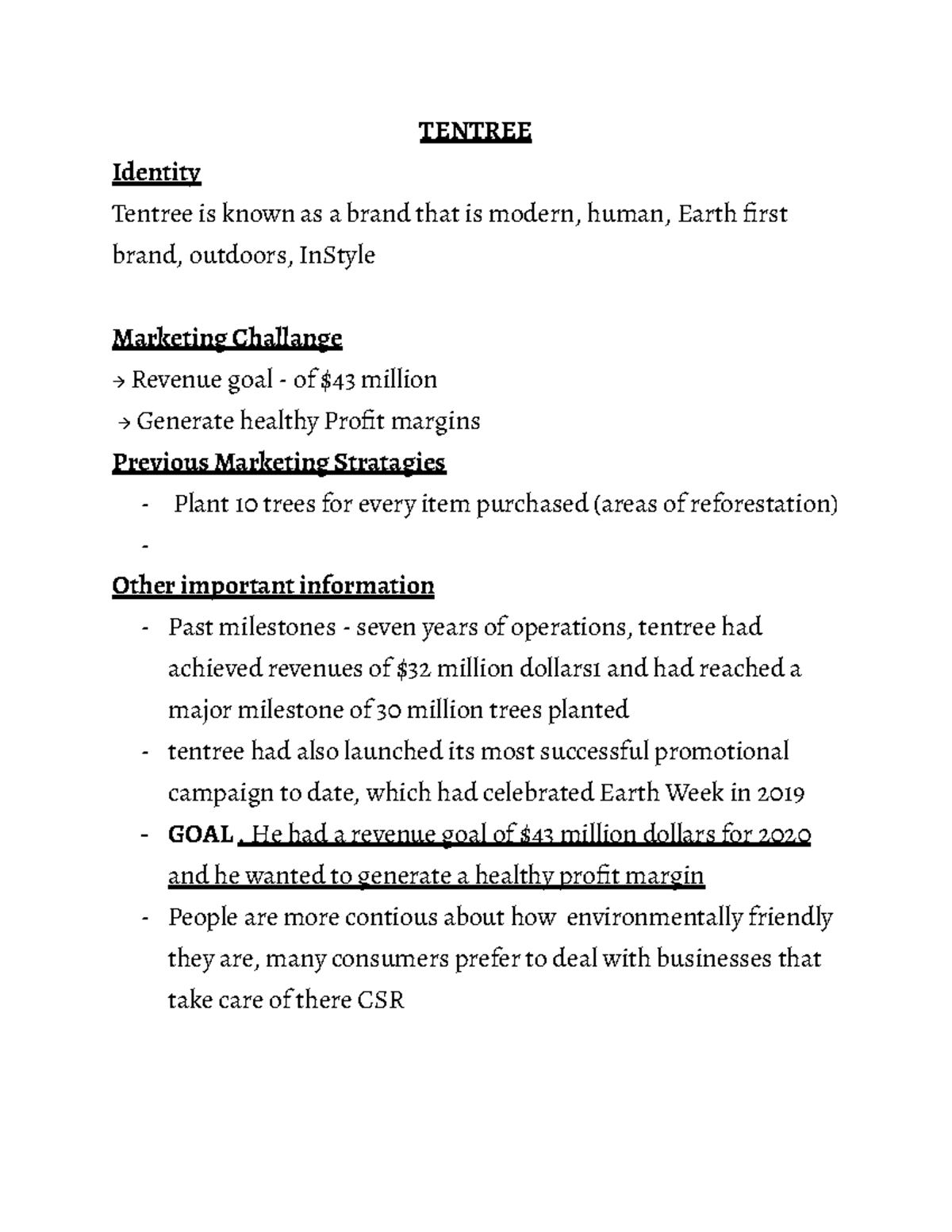 Marketing Ten Tree case - TENTREE Identity Tentree is known as a brand ...