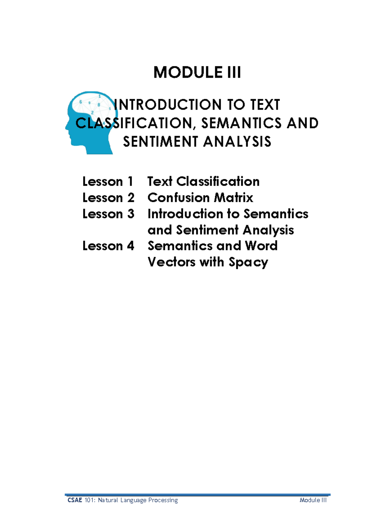 Lesson 18 - CSAE 101: Natural Language Processing Module III MODULE III INTRODUCTION TO TEXT ...