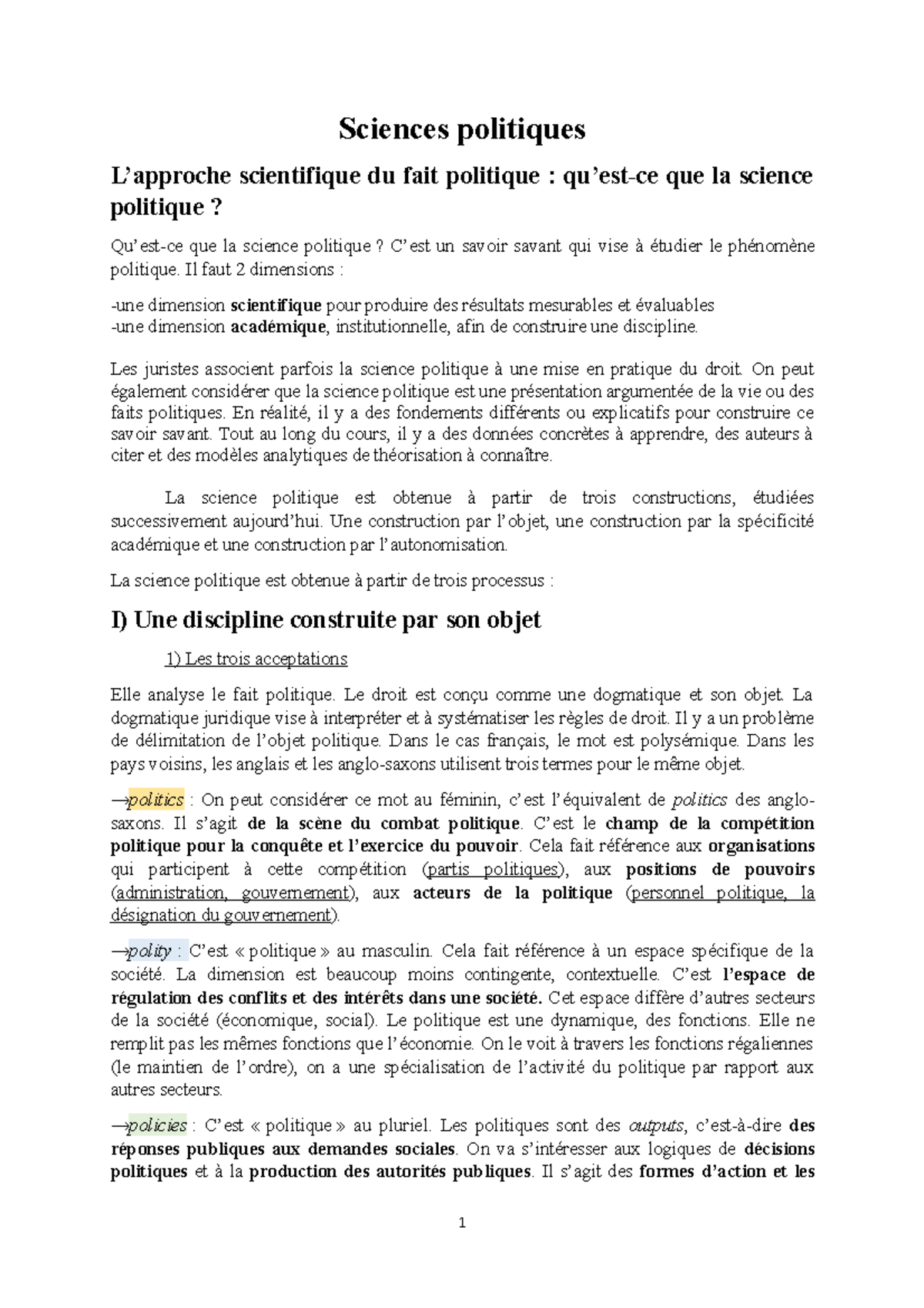 Sciences politiques - cours de l1 de science politique de m.Milet ...