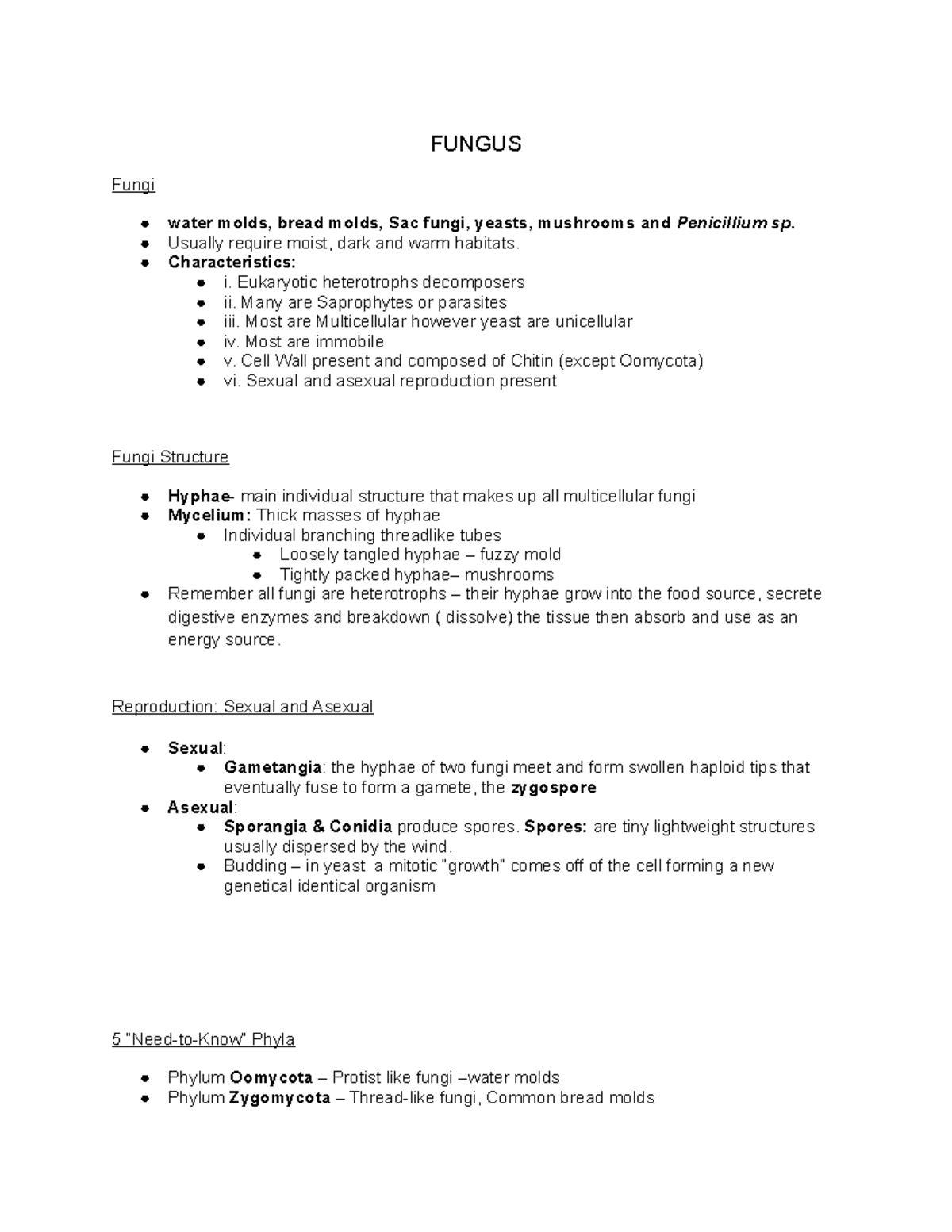 Life Science Notes 7 Part 2 Fungus - FUNGUS Fungi water molds, bread ...