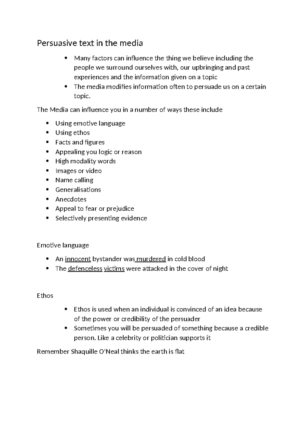 Persuasive text in the media - The Media can influence you in a number ...