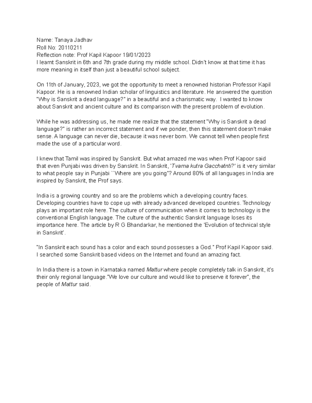 Reflection Note 2 - This will give you an insight into the combination ...