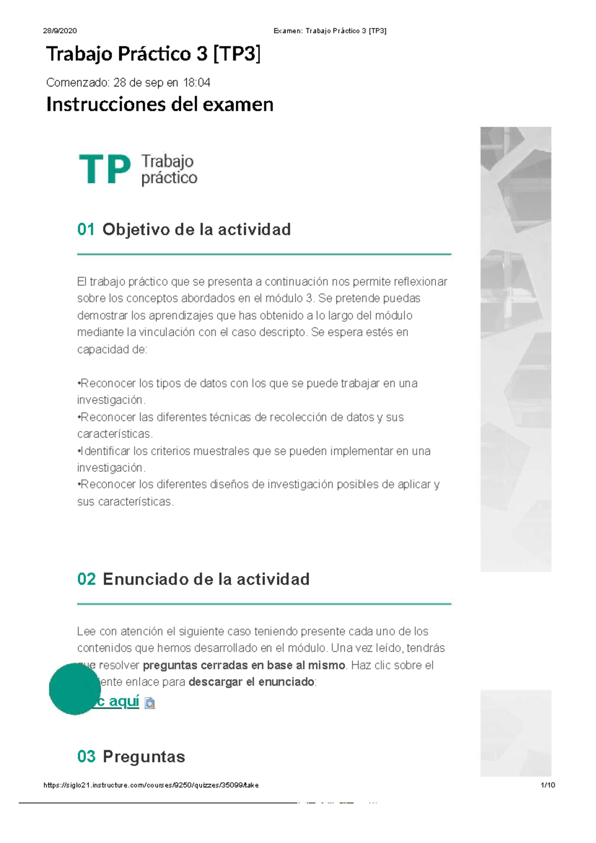 Tp3-metodos-92 compress - Trabajo Prác co 3 [TP3] Comenzado: 28 de sep en 18: Instrucciones del ...