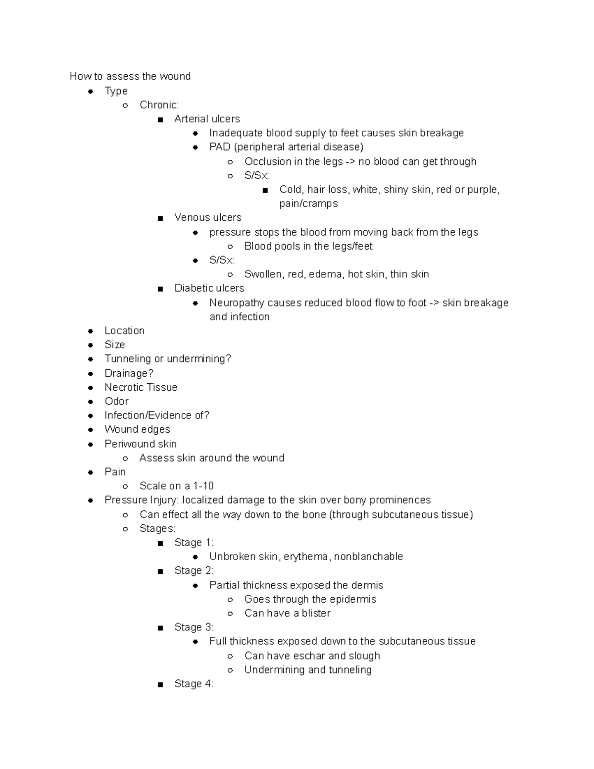 Fundamentals Skin Outline - How to assess the wound Type Chronic ...